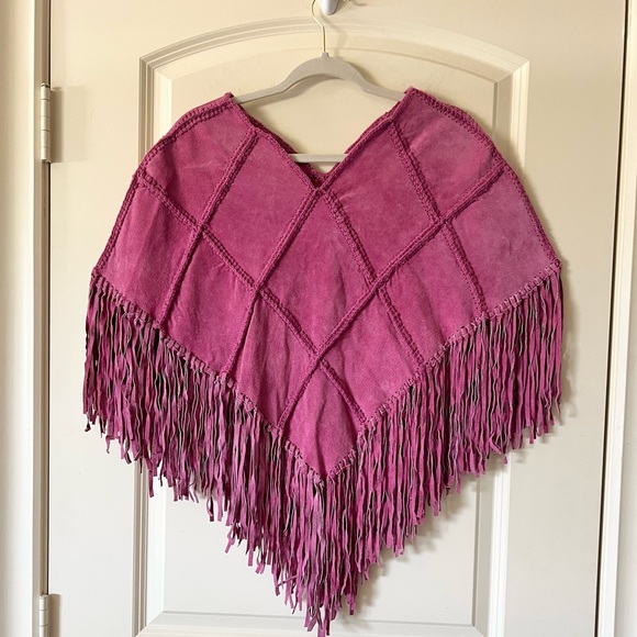 Wilsons Leather | Sweaters | Wilsons Leather Fringed Poncho In Barbie ...